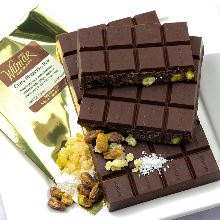 Curry Pistachio Chocolate Bar – Wilmar Chocolates